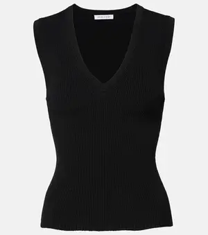 Veronica Beard Sid Ribbed-knit Top - Black