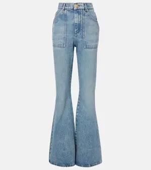 Balmain High-waisted Flared Jeans - Blue