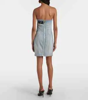 Balmain Denim Bustier Mini Dress