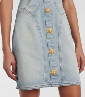 Balmain Denim Bustier Mini Dress