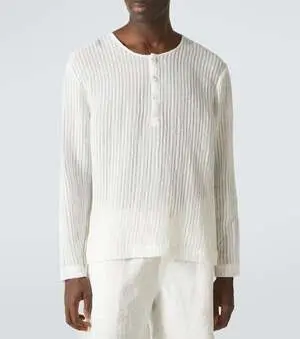 Commas Striped Henley Shirt - White