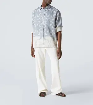 Commas Mantra Printed Linen Shirt