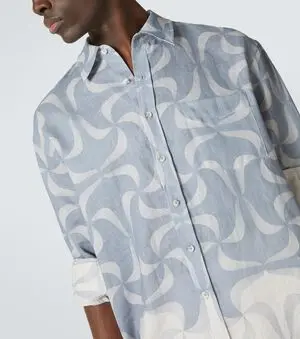 Commas Mantra Printed Linen Shirt