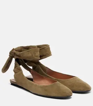 Attico Cloe Suede Ballet Flats - Green