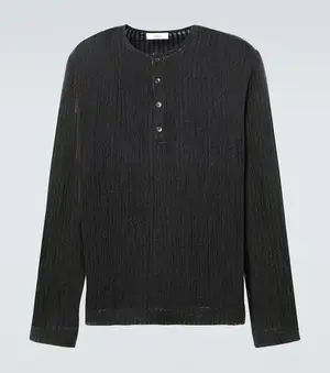 Commas Striped Henley Shirt - Black