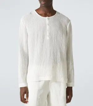 Commas Striped Henley Shirt - White