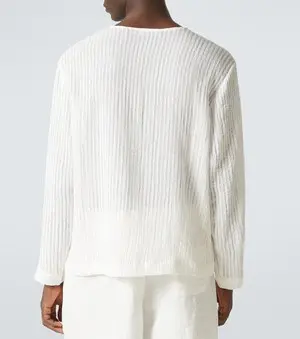 Commas Striped Henley Shirt - White