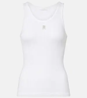 Rabanne Ribbed Cotton Tank Top - White