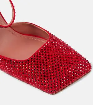 Amina Muaddi Charlotte Crystal 95 Suede Pumps