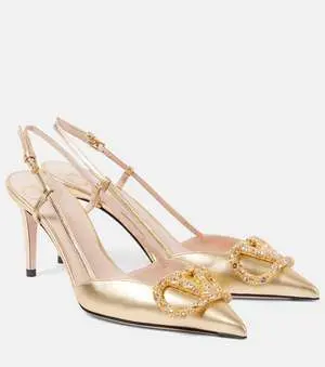 Gold Tone Logo Pumps