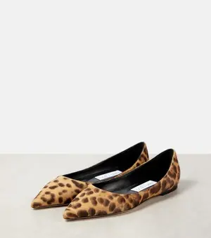 JIMMY CHOO Love Leopard-print Ballet Flats - Neutrals