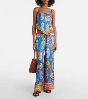 ALEMAIS Alémais Luis Printed Silk Palazzo Pants - Orange