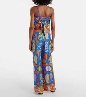 ALEMAIS Alémais Luis Printed Silk Palazzo Pants - Orange