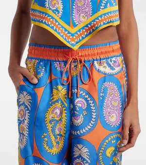 ALEMAIS Alémais Luis Printed Silk Palazzo Pants - Orange