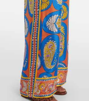 ALEMAIS Alémais Luis Printed Silk Palazzo Pants - Orange