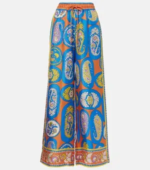 ALEMAIS Alémais Luis Printed Silk Palazzo Pants - Orange