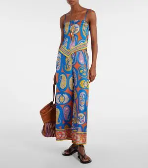 ALEMAIS Alémais Luis Printed Silk Palazzo Pants - Orange