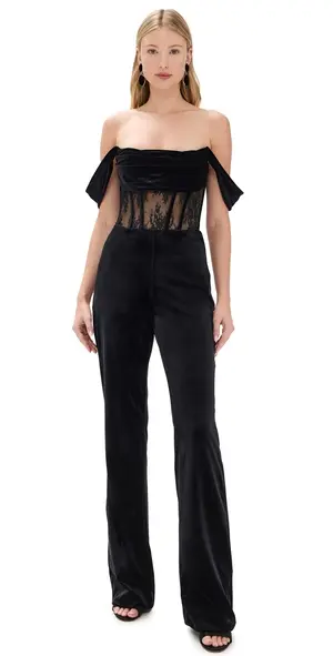 Retrofete Leni Velvet Lace Jumpsuit - Black