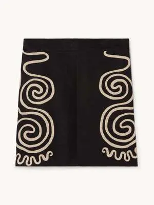 CALA DE LA CRUZ Chloe Printed Linen Mini Skirt