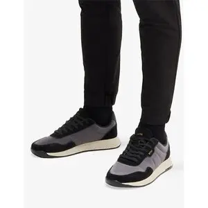BOSS Brand-print Woven Low-top Trainers - Charcoal