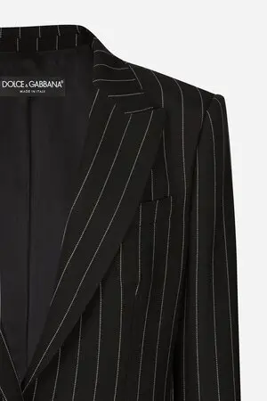 Dolce & Gabbana Pinstripe Wool Jacket - Black