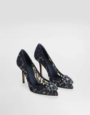 Dolce & Gabbana Bellucci Lace Pumps With Brooch - Blue