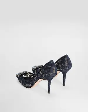 Dolce & Gabbana Bellucci Lace Pumps With Brooch - Blue