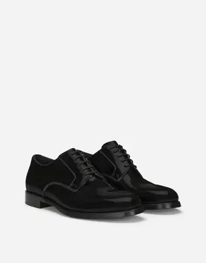 Dolce & Gabbana Polished Calfskin Derby Shoes - Black