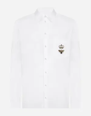Dolce & Gabbana Cotton Martini-fit Shirt With Embroidery - White