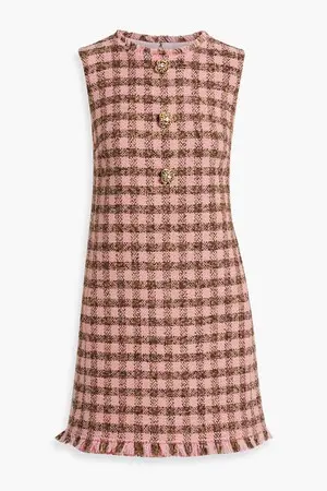Oscar De La Renta Checked Wool-blend Tweed Mini Dress