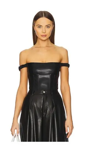 WeWoreWhat Off Shoulder Faux Leather Corset