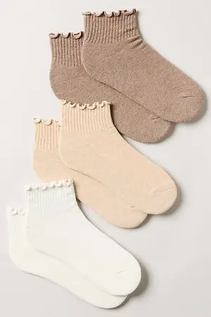 Daily Practice Athletic Ruffle Socks Set Of 3 - Neutral