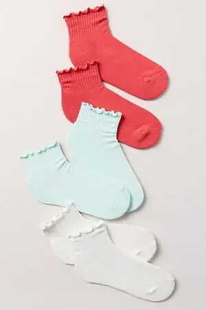 Daily Practice Athletic Ruffle Socks Set Of 3 - Tomato