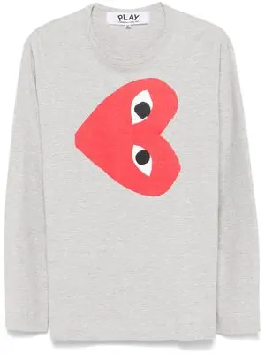 Play Comme Des Garcon Side Heart-print T-shirt - Grey