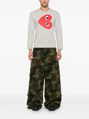 Play Comme Des Garcon Side Heart-print T-shirt - Grey
