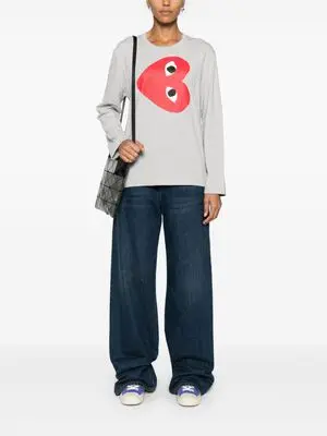 Play Comme Des Garcon Side Heart-print T-shirt - Grey