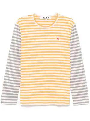 Play Comme Des Garcon Striped T-shirt - Orange