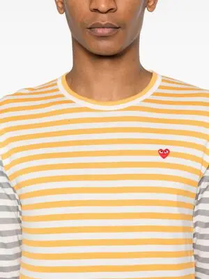 Play Comme Des Garcon Striped T-shirt - Orange