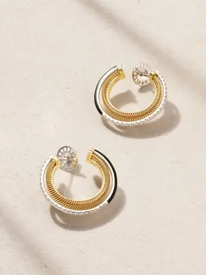 Nikos Koulis 18-karat Diamond, And Enamel Hoop Earrings - Gold