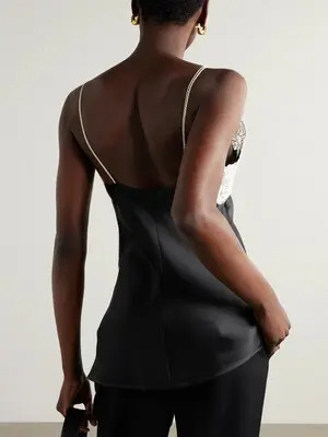 JIL SANDER Guipure Lace-trimmed Satin Camisole - Black