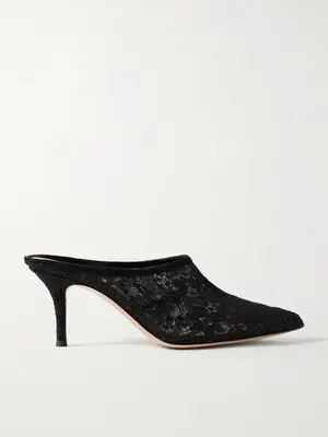 GIANVITO ROSSI 70mm Corded Lace Mules