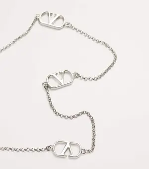 Valentino Garavani Faux Pearl Vlogo Double-layered Necklace - Silver