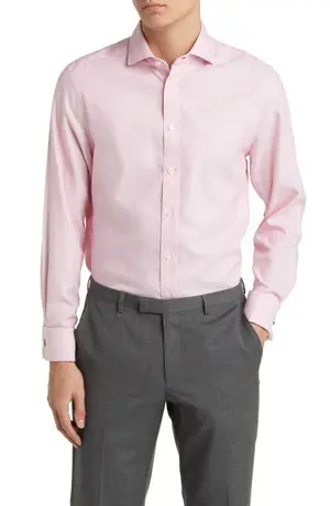 CHARLES TYRWHITT Non-iron Clifton Weave Cutaway Slim Fit Shirt Double Cuff - Pink