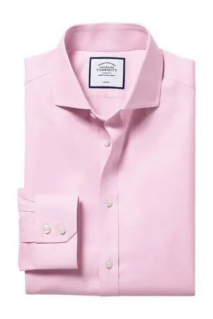 CHARLES TYRWHITT Non-iron Twill Cutaway Slim Fit Shirt Single Cuff - Pink