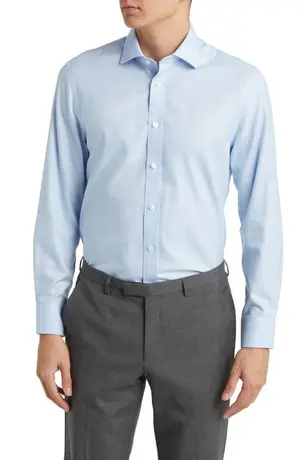 CHARLES TYRWHITT Non-iron Twill Cutaway Slim Fit Shirt Single Cuff - Sky Blue
