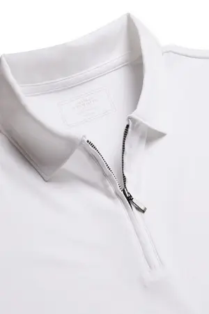 CHARLES TYRWHITT Plain Short Sleeve Zip Jersey Polo - White