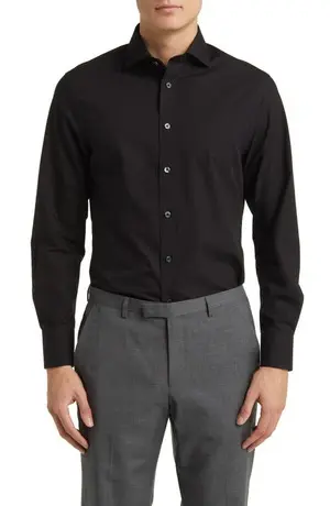 CHARLES TYRWHITT Slim Fit Non-iron Cotton Poplin Dress Shirt - Black