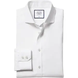 CHARLES TYRWHITT Non-iron Twill Cutaway Slim Fit Shirt Double Cuff - White