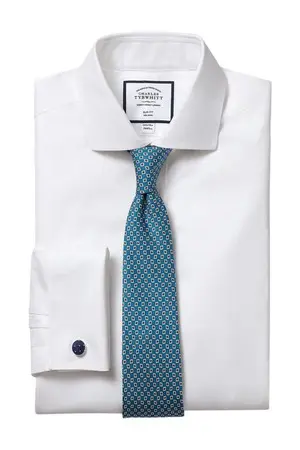 CHARLES TYRWHITT Non-iron Twill Cutaway Slim Fit Shirt Double Cuff - White