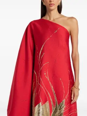 TALLER MARMO Floral-print One-shoulder Gown